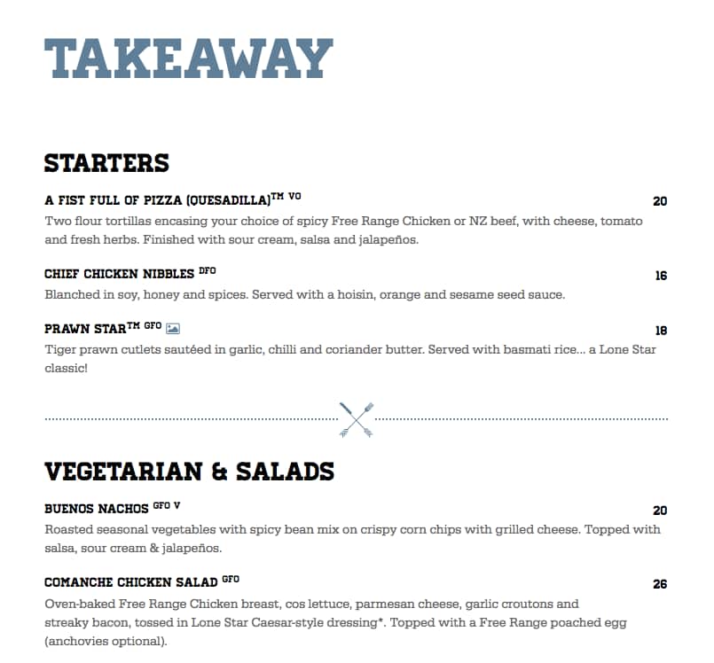 Menu at Lone Star steakhouse, Auckland, 1/270 Oteha Valley Rd