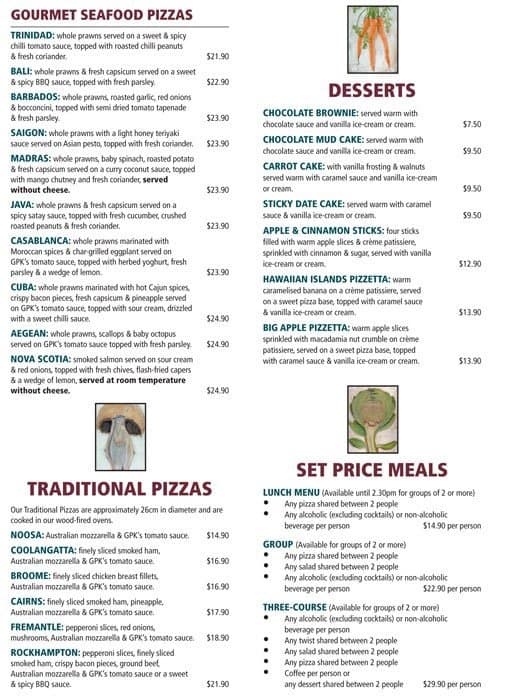 Menu at Gourmet Pizza Kitchen pizzeria, Chatswood, 60 Archer St