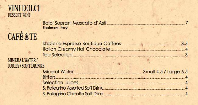 Menu at Artusi Restaurant, Castlecrag