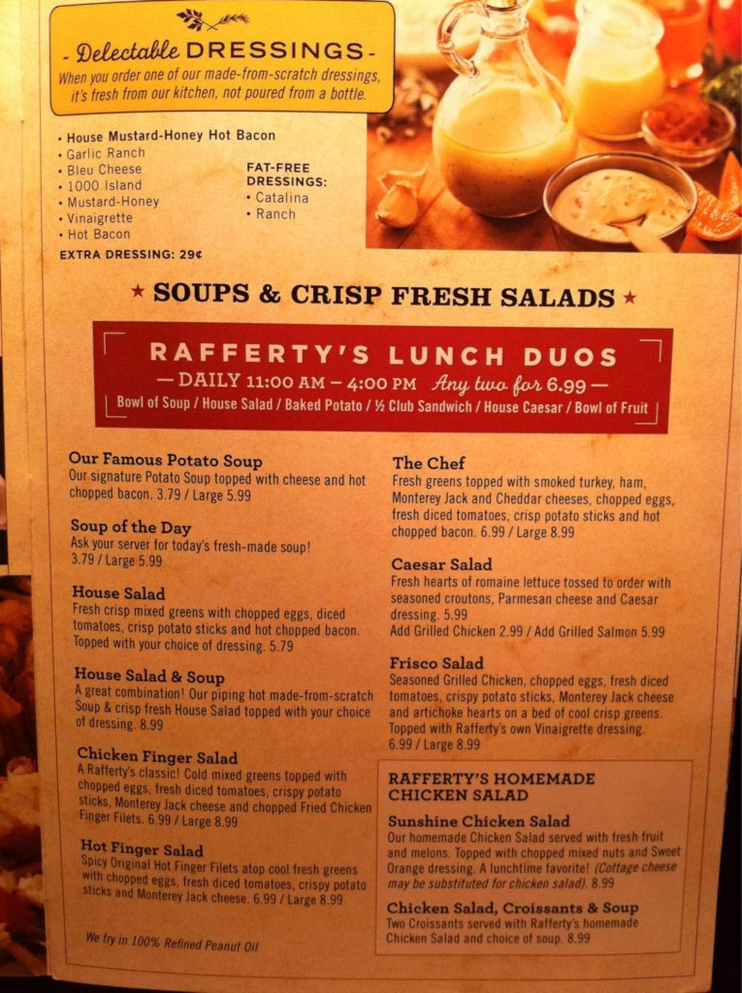 Menu at Rafferty's Restaurant & Bar, Kennesaw