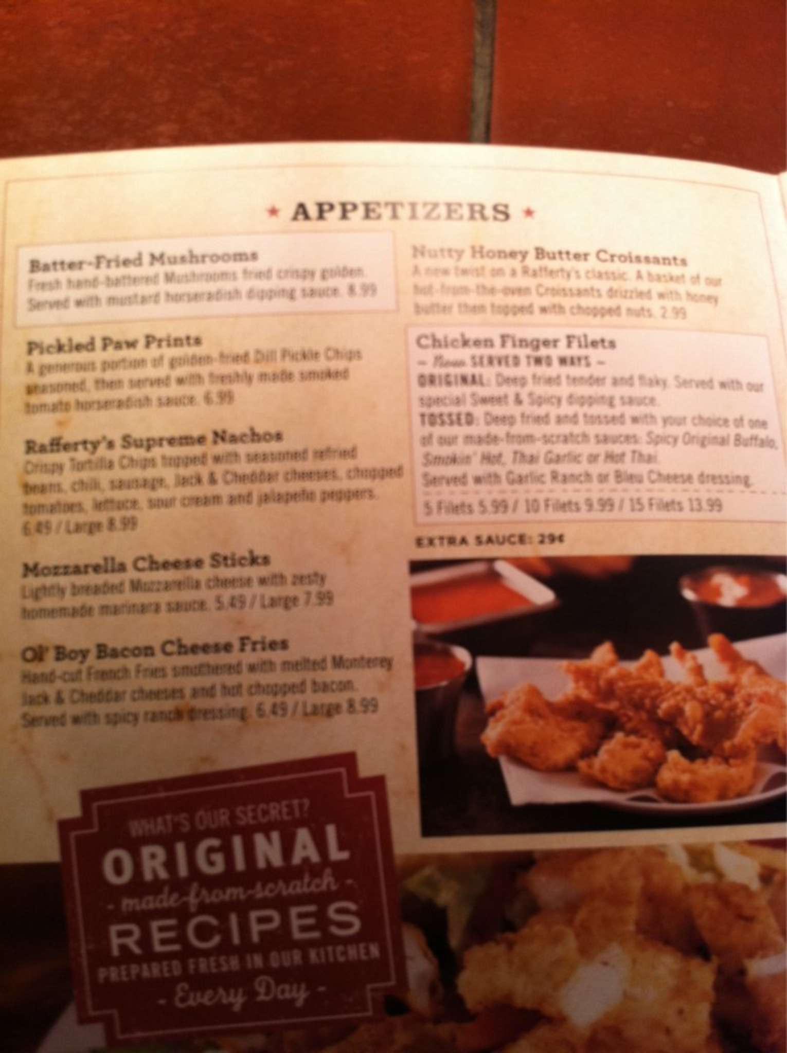 Menu at Rafferty's pub & bar, Kennesaw