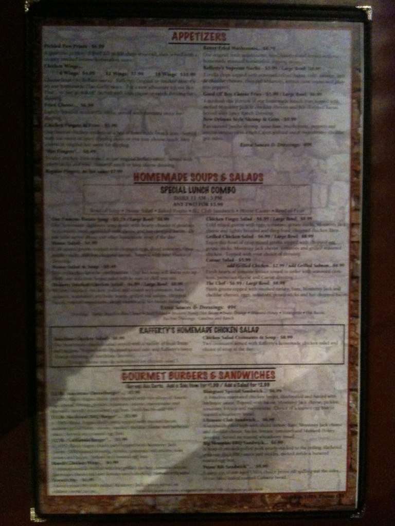 Menu at Rafferty's Restaurant & Bar, Kennesaw