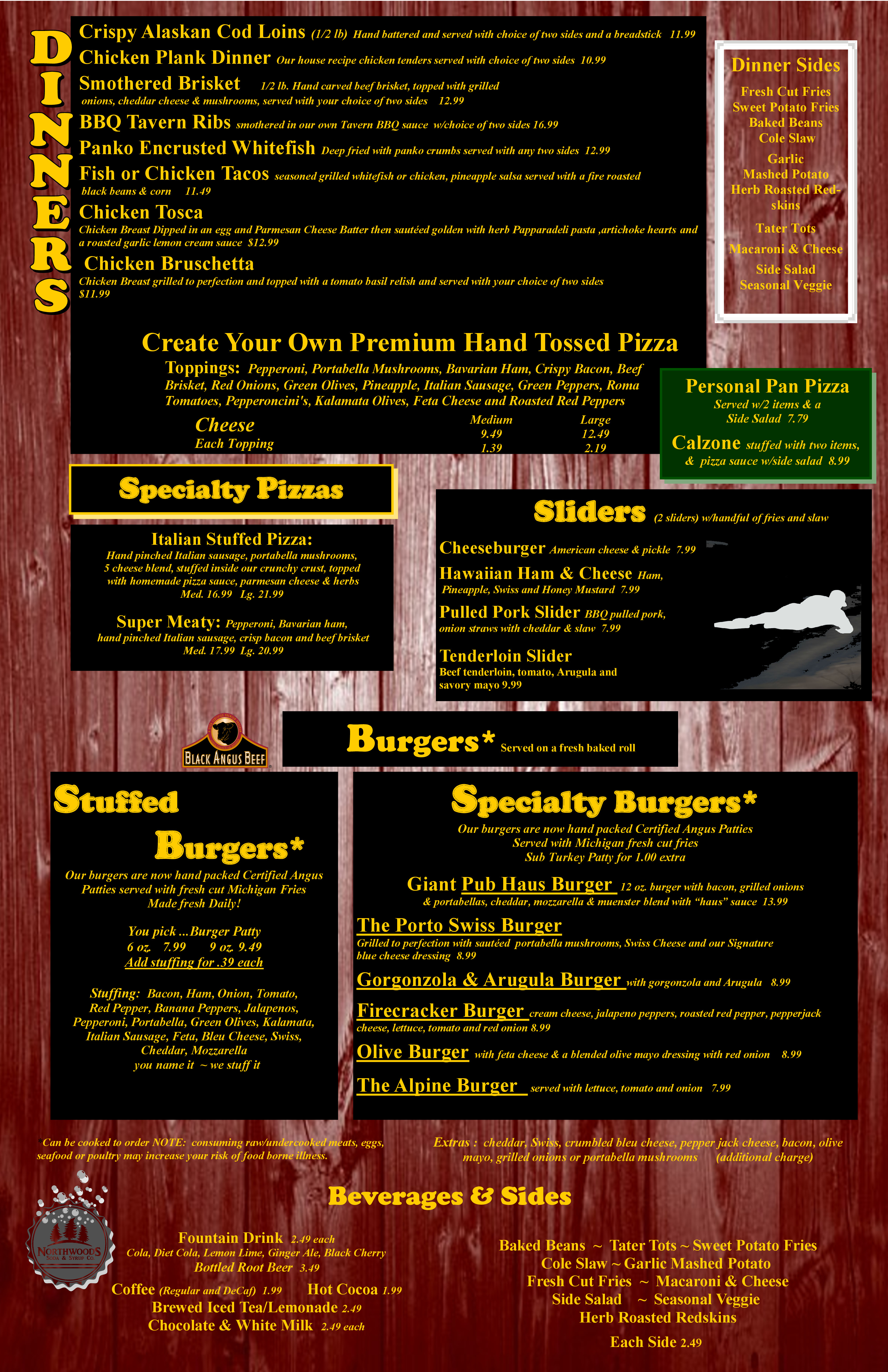 Menu at ALPINE TAVERN & EATERY pub & bar, Gaylord