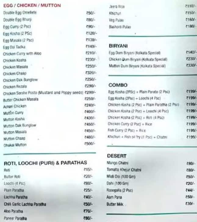 Menu of The Bong Street, Kopar Khairane, Navi Mumbai