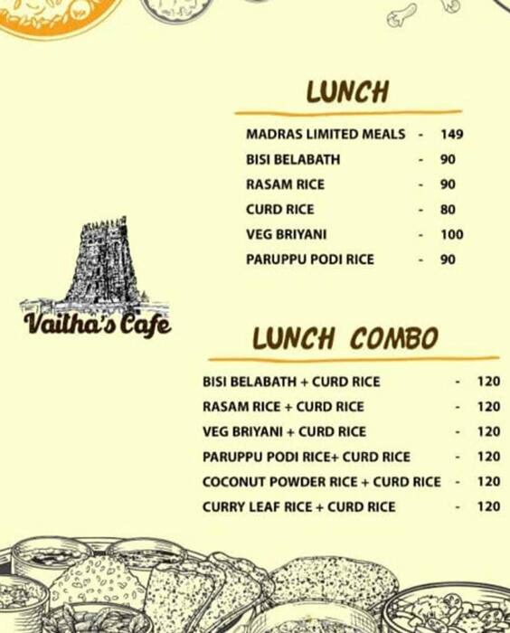 Menu at VAITHA'S CAFE, Chennai, 45