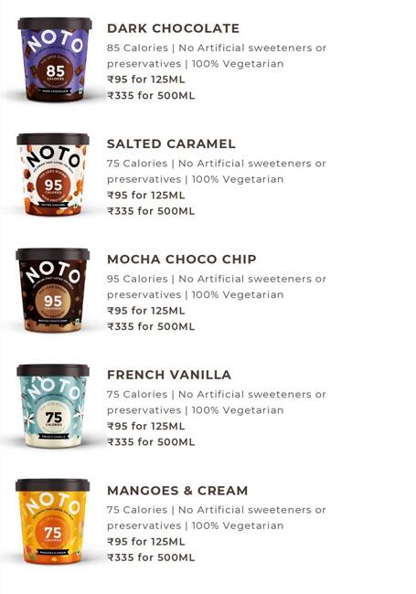 Menu of NOTO - Ice Creams & Desserts, Baner, Pune