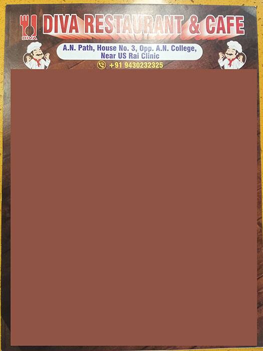 Menu of Diva Restaurant and Cafe, Patliputra Colony, Patna