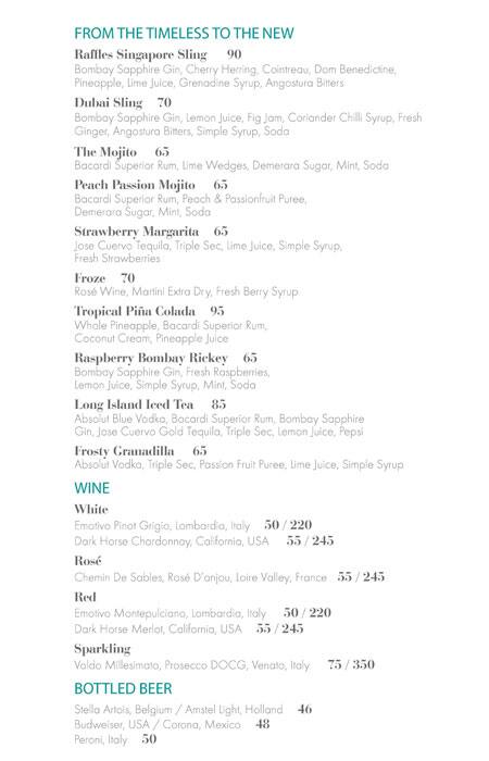 Menu of Pool Restaurant & Bar - Raffles Dubai, Umm Hurair, Dubai