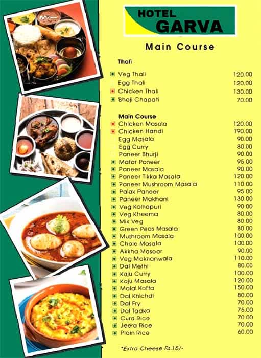 Menu of Hotel Garva, Wagholi, Pune