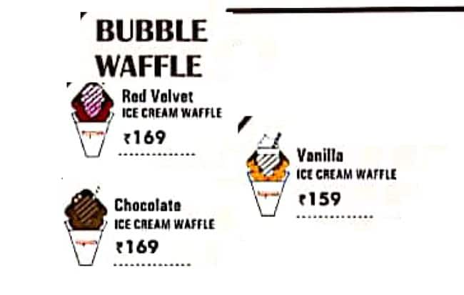 Menu at Waffle Wonder, Bhopal, E 4/23