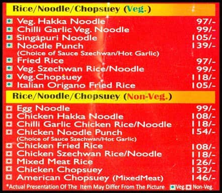 Menu at Chinese Chow, Ghaziabad, J8WC+W93