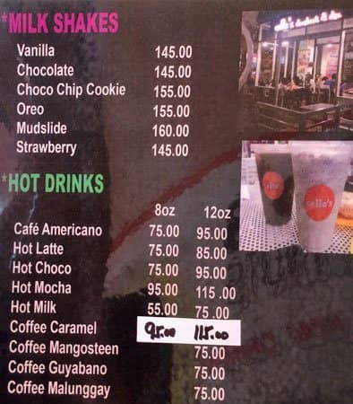 Menu at Cello's Doughnuts & Dips cafe, Quezon City, 315 Katipunan Ave