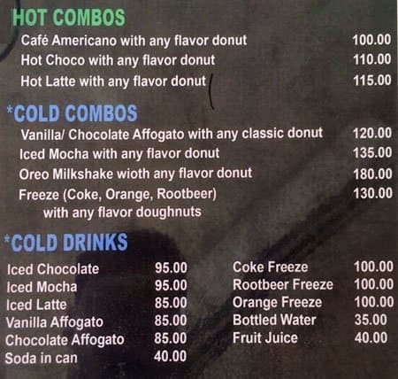 Menu at Cello's Doughnuts & Dips cafe, Quezon City, 315 Katipunan Ave