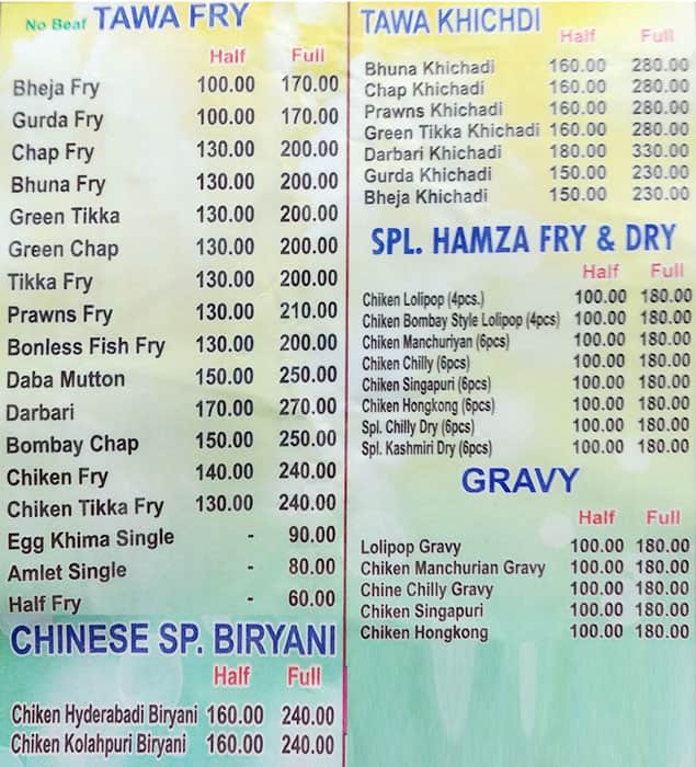 Hamza Menu, Menu for Hamza, Bhadra, Ahmedabad - Zomato