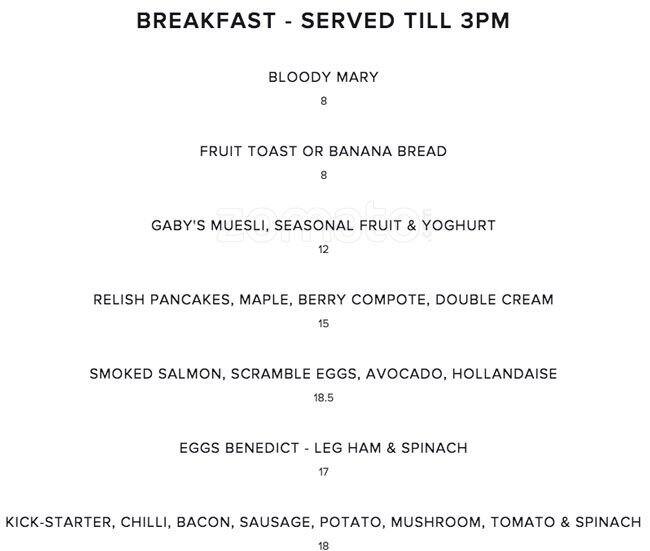 Menu at Cafe Relish, Doubleview, 193C Scarborough Beach Rd