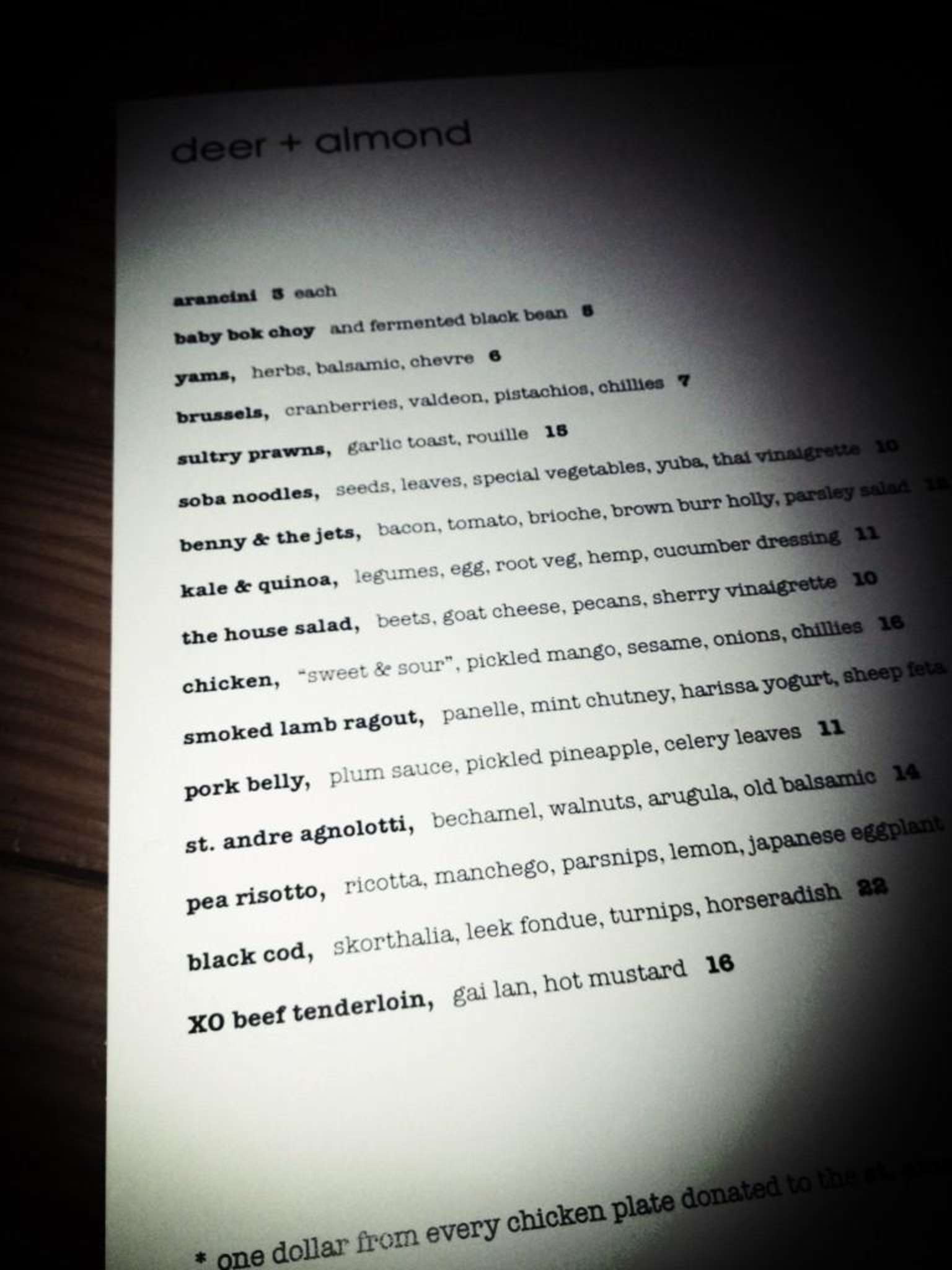 Menu at Deer + Almond pub & bar, Winnipeg