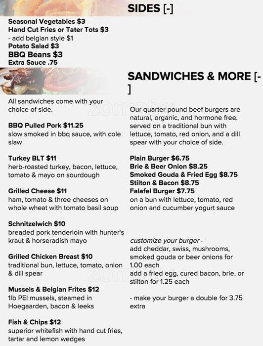 Menu at Bottom Lounge pub & bar, Chicago