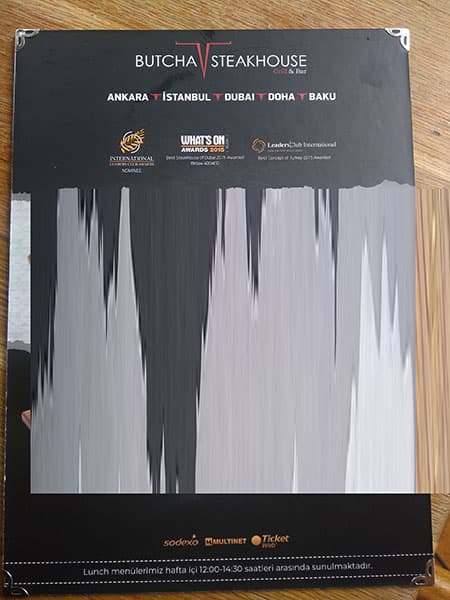 Menu at Butcha Steak House Grill & Bar, Istanbul