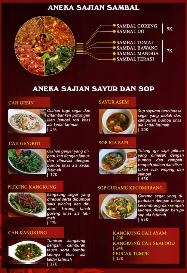 Menu at Restoran Kedai Fatimah Bogor restaurant, Bogor, Jl. KH. R ...