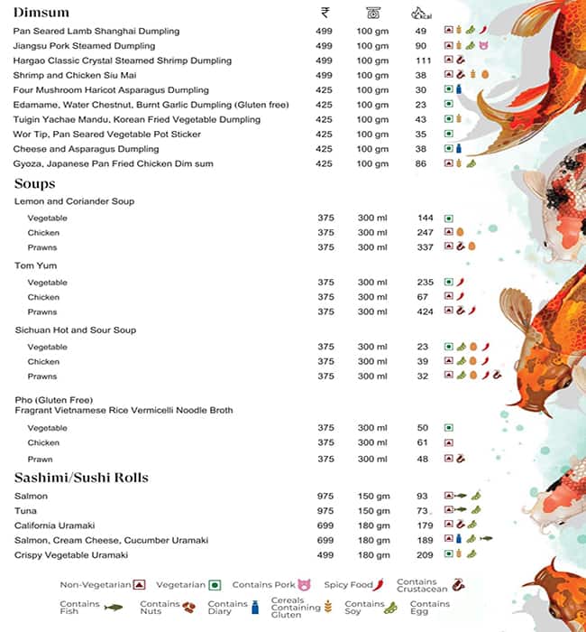 Menu of Zega - Sheraton Hyderabad Hotel, Financial District, Hyderabad