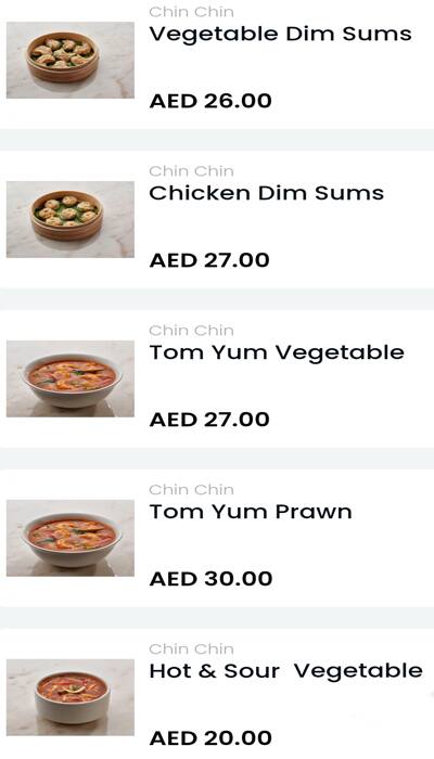 Menu at Chin Chin - Chinese, Asian & Noodles restaurant, Abu Dhabi