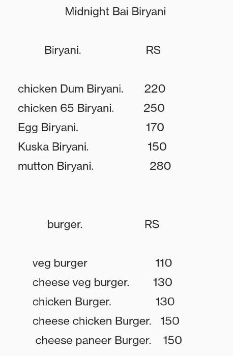 Menu of Atho's Square, Tiruvottiyur, Chennai