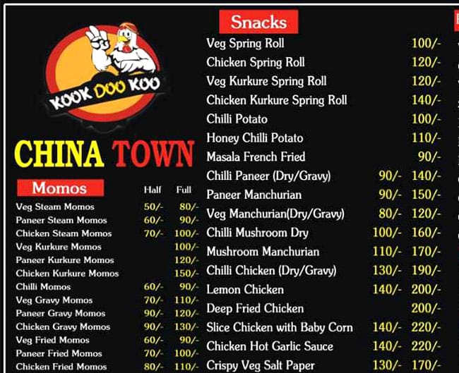 Menu of Kook Doo Koo, Karkardooma, New Delhi