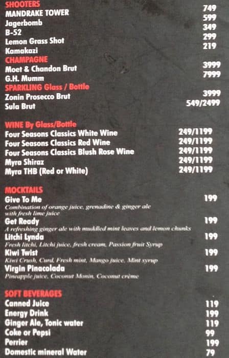 Menu at Mandrake - Roofbar & Kitchen, Bengaluru