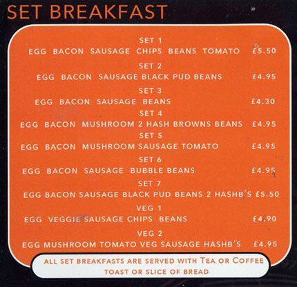 Menu at Cally Cafe, London, 488 Caledonian Rd