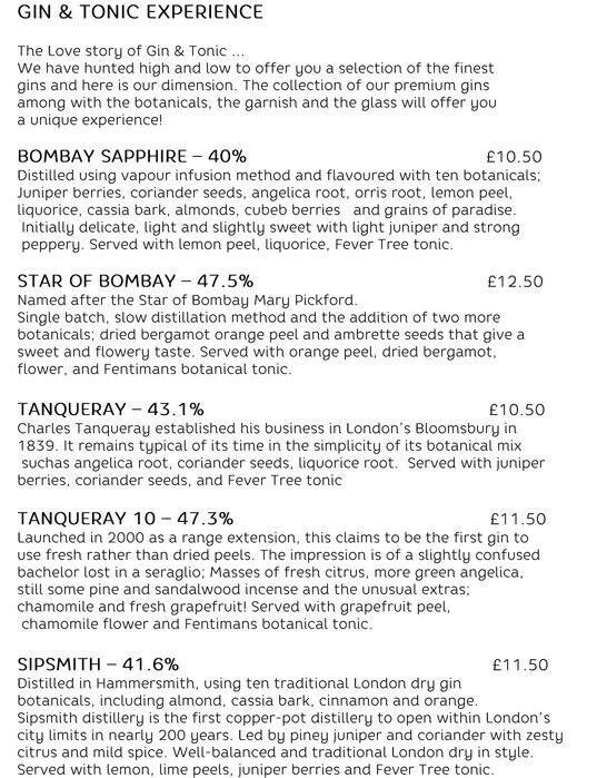 Carta de maze Restaurant, Londres, 10 Grosvenor Sq