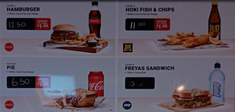 Menu at Ripples Cafe on the Marina, Auckland