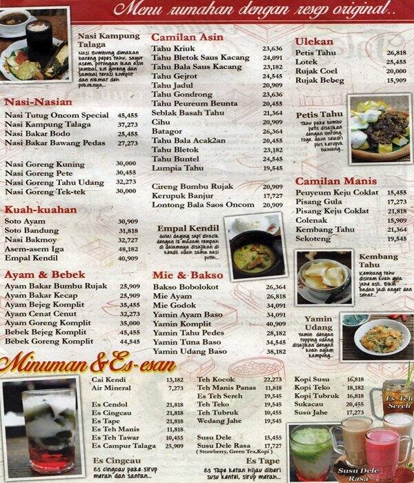 Warung Talaga Menu, Menu for Warung Talaga, Fatmawati, Jakarta - Zomato ...