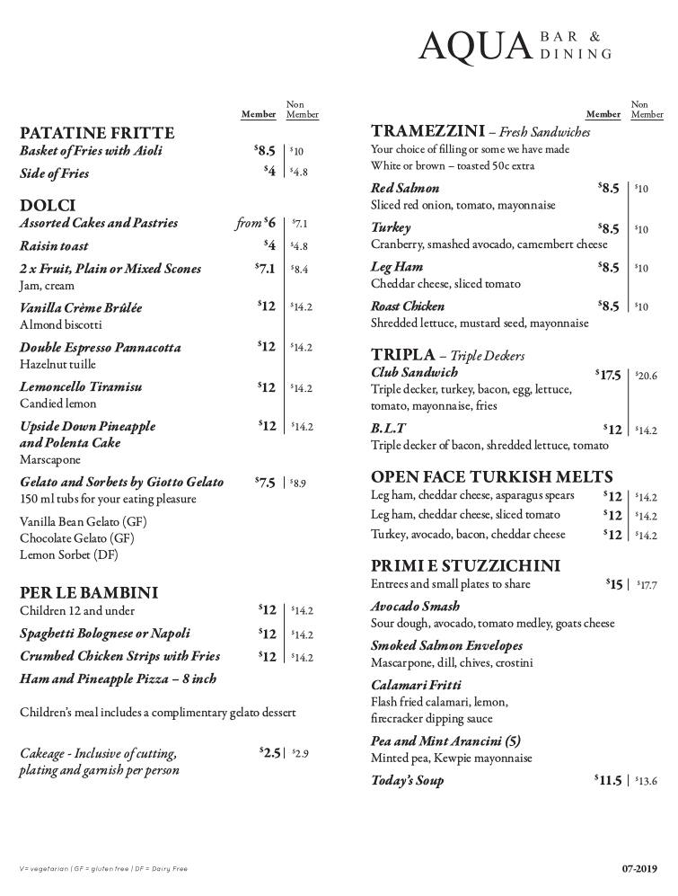 Carta del pub y bar Dee Why RSL, Dee Why, 932 Pittwater Rd