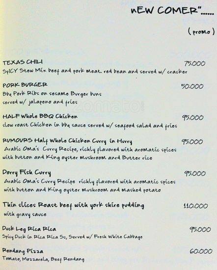 Rumours Menu, Menu untuk Rumours, Seminyak, Bali - Zomato Indonesia