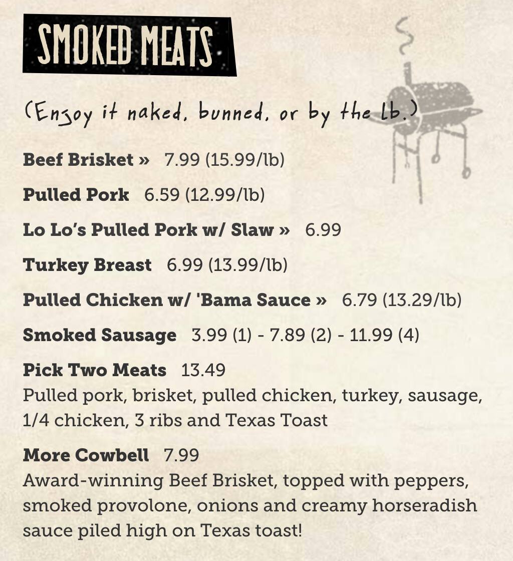 City Barbeque Menu, Menu for City Barbeque, Beaumont, Lexington ...