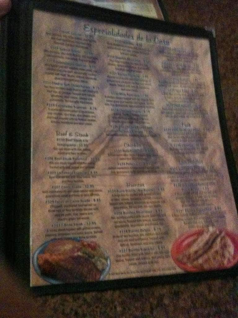Menu at La Tolteca Mexican Restaurant, Salisbury