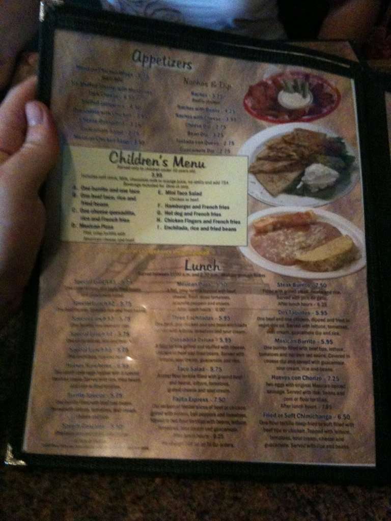 Menu at La Tolteca Mexican Restaurant, Salisbury