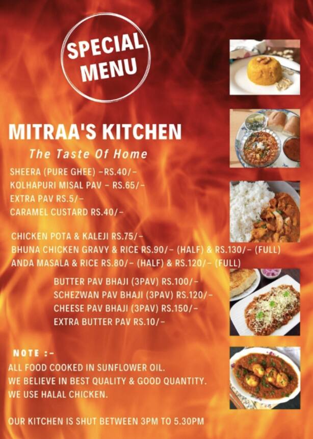 Menu of Mitraa's Kitchen, Malad West, Mumbai