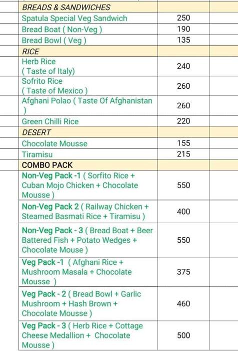 Menu of Kolkata 99, Kestopur, Kolkata