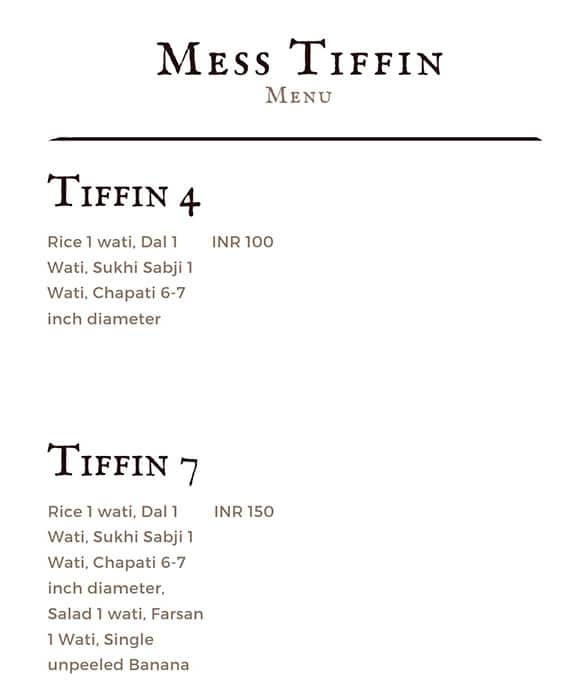 Menu of Mess Tiffin, Lohegaon, Pune