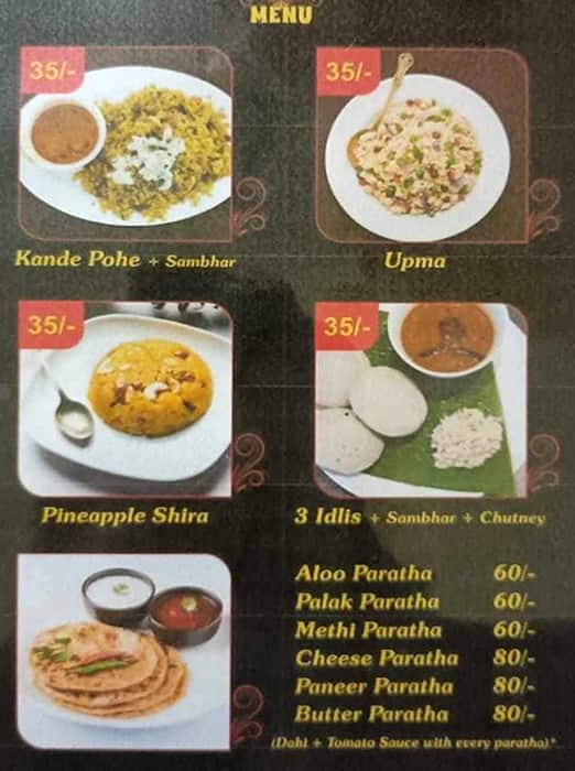 Menu of Vedant Snacks and Paratha House, Hadapsar, Pune