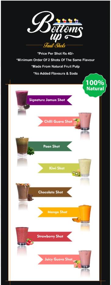 Menu of Bottoms Up- Fruit shots, Kandivali West, Mumbai