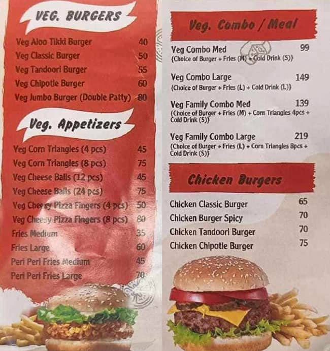 Menu of Burger Fries Feast, Kamothe, Navi Mumbai
