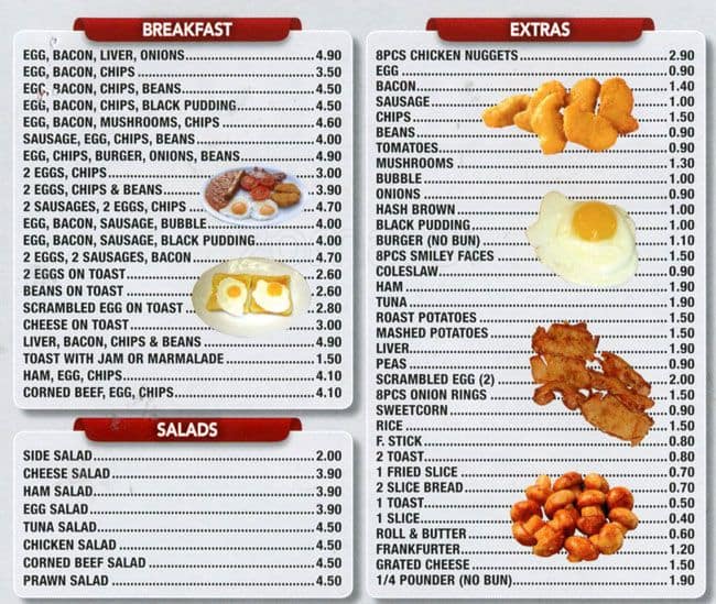 Menu at Station Cafe, London, 67 Station Rd