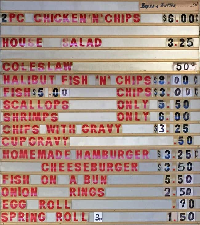Menu at Captain Cookes Fish And Chips restaurant, Toronto