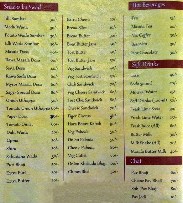 Sagar Pure Veg Menu, Menu for Sagar Pure Veg, Warje, Pune - Zomato