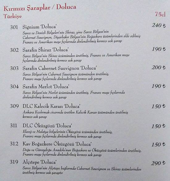 Menu at Angel Mercan, Istanbul, Cafer Bey Sk. No: 18