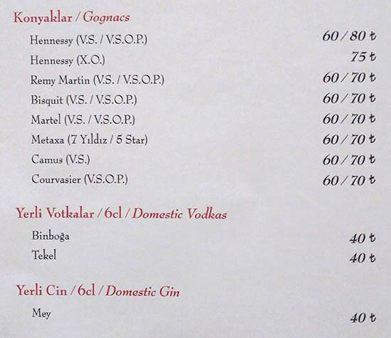Menu at Angel Mercan, Istanbul, Cafer Bey Sk. No: 18