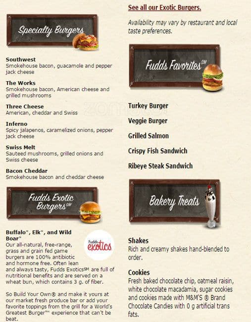 Menu at Fuddruckers restaurant, Round Rock, N Interstate Hwy 35 Ste. 380