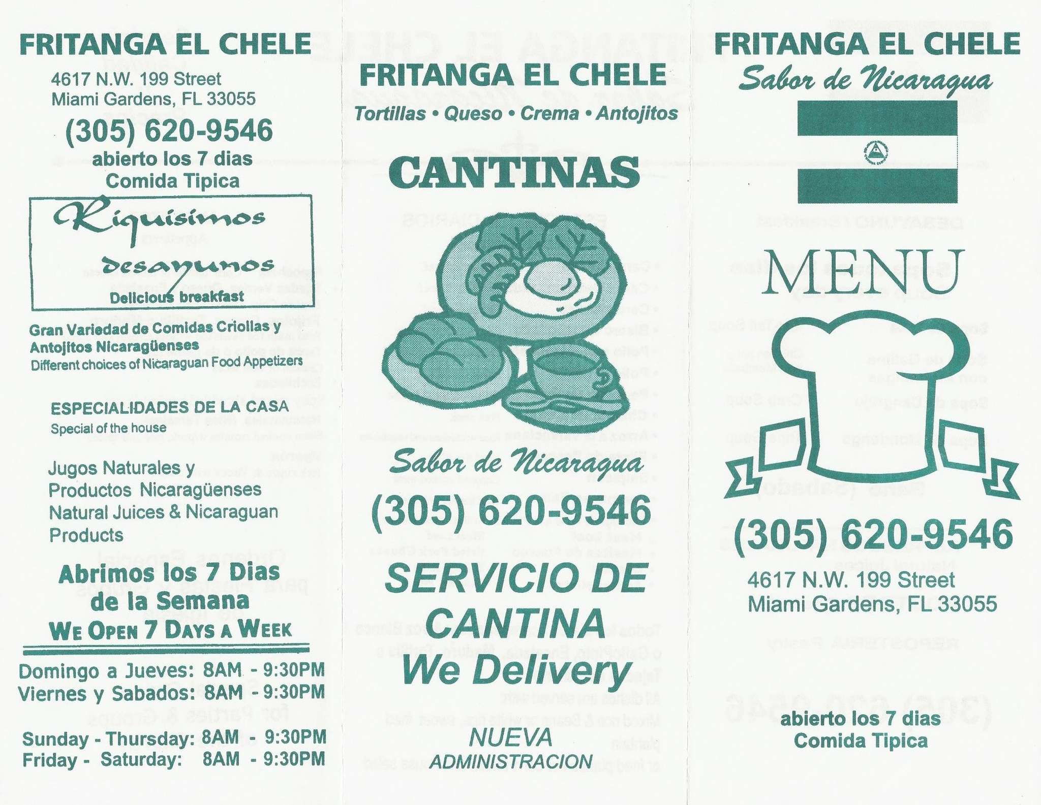 Menu at FRITANGA EL CHELE restaurant, Miami Gardens
